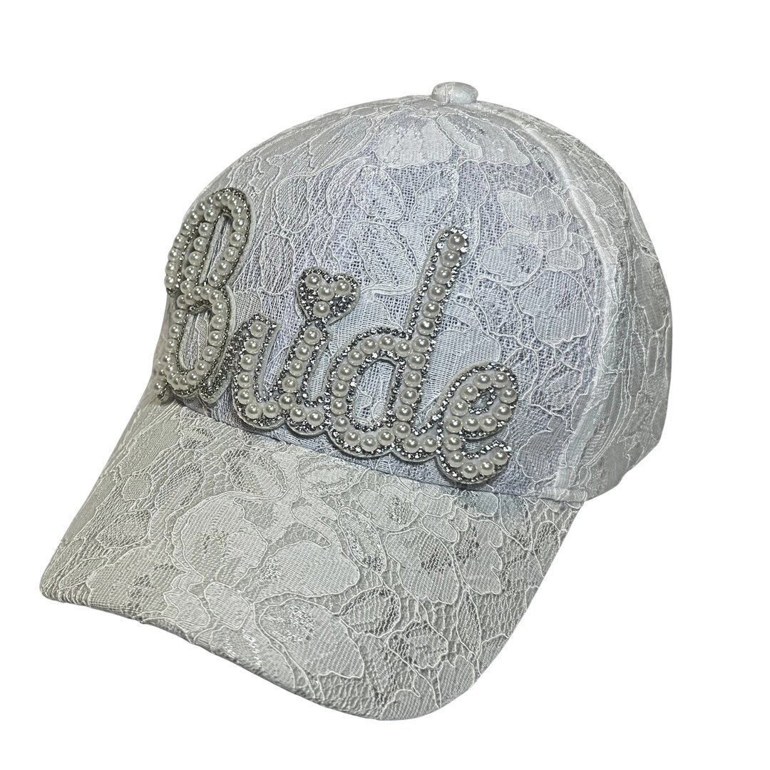 Its About Time Weddings Bride Blingy Pearl Luxe Floral Lace Baseball ...
