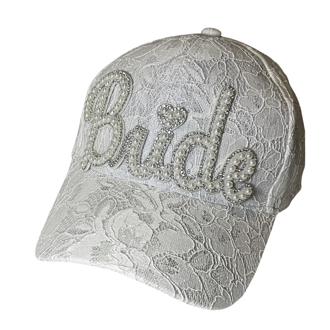 Its About Time Weddings Bride Blingy Pearl Luxe Floral Lace Baseball ...