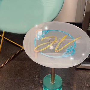 Small Business Logo Acrylic Table With Resin Base - Etsy