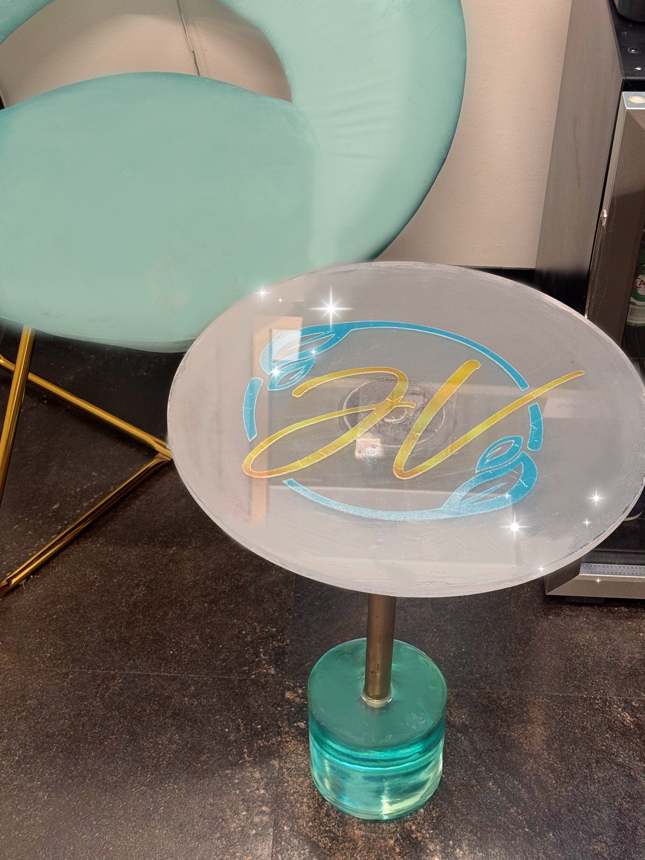 Small Business Logo Acrylic Table With Resin Base - Etsy