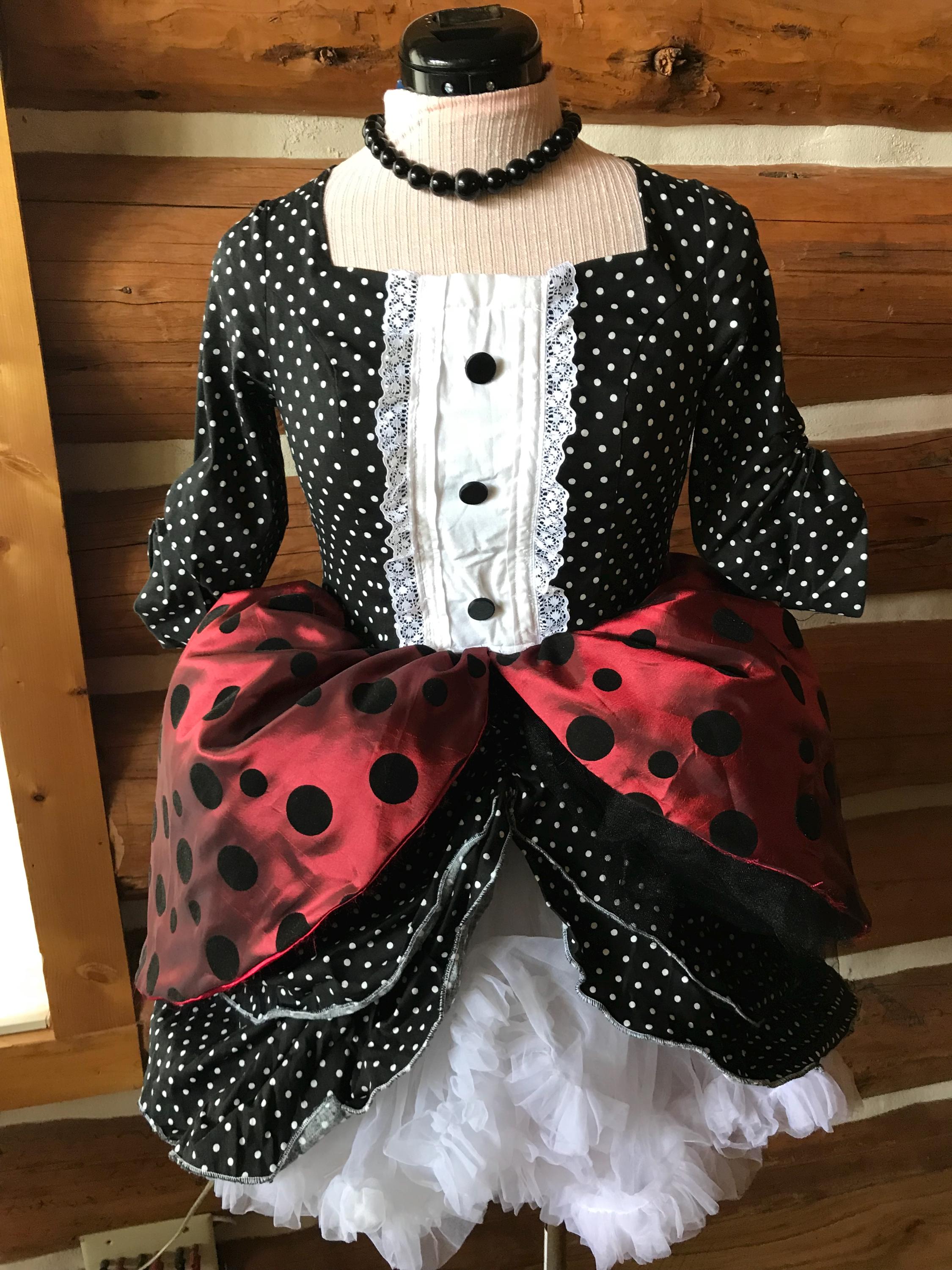 Cosplay Theater James & Giant Peach Polka Dot Red Black Ladybug Dress ...