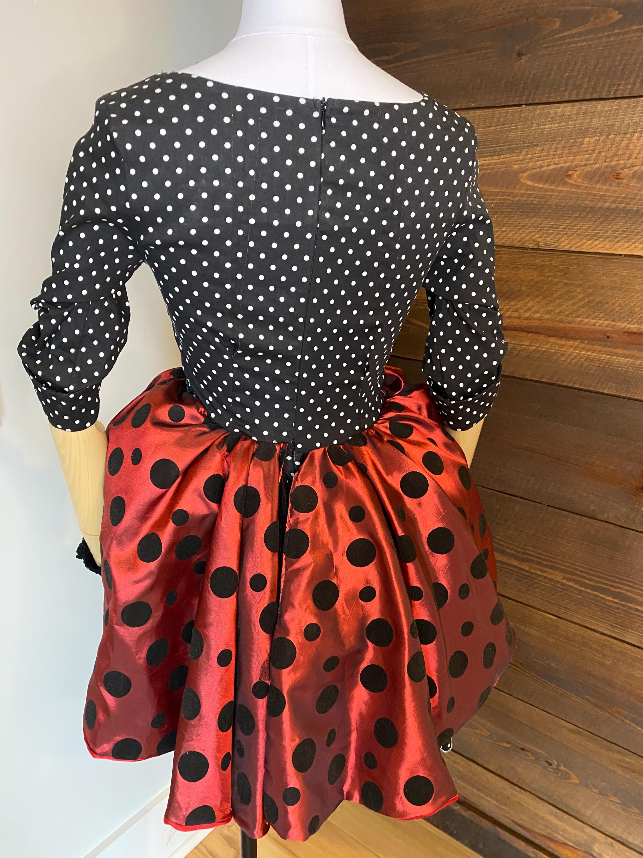 Cosplay Theater James & Giant Peach Polka Dot Red Black Ladybug Dress ...