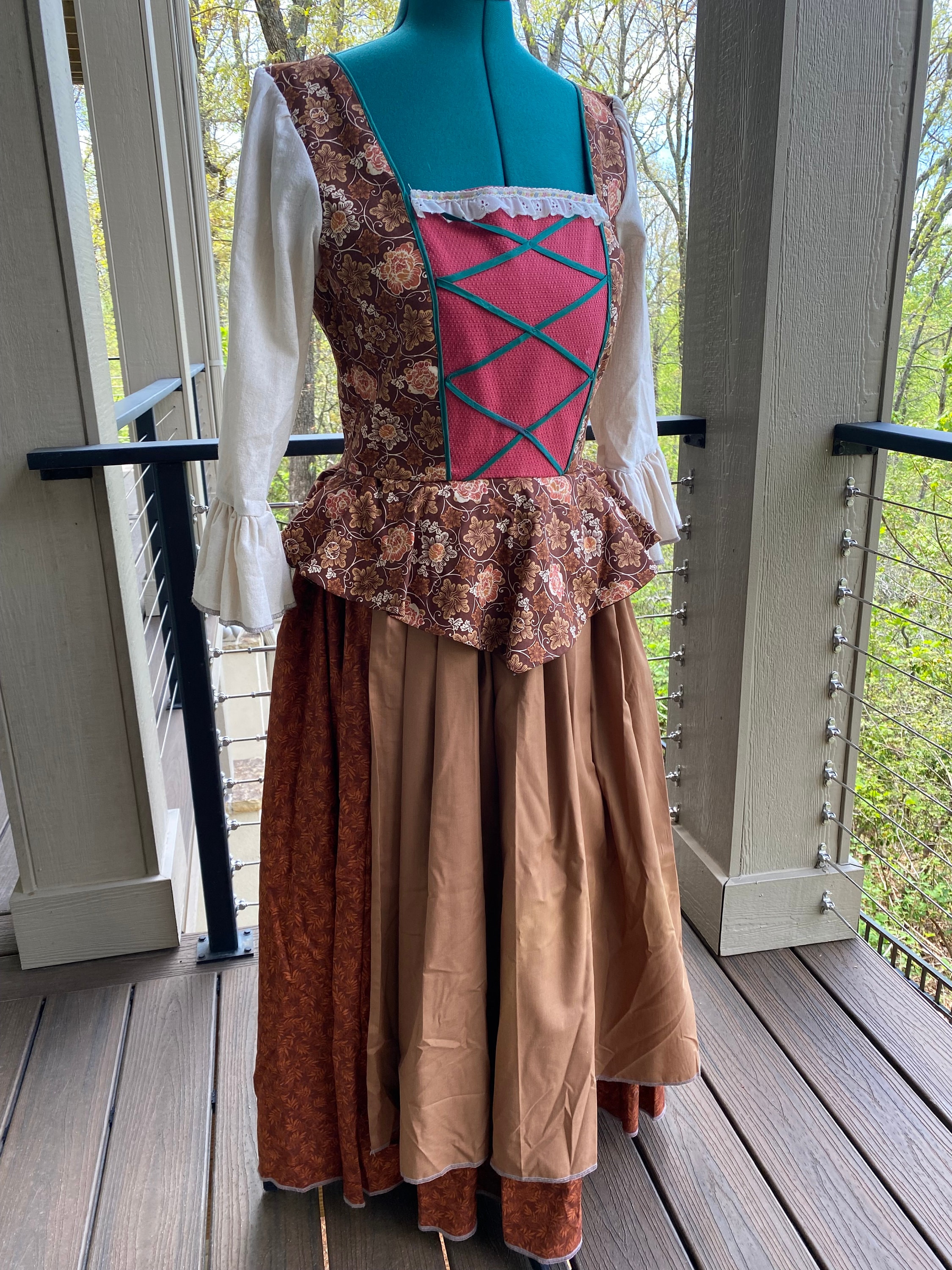 Medieval Renaissance Bar Tavern Wench Women's Costume Brown Pink Ivory ...