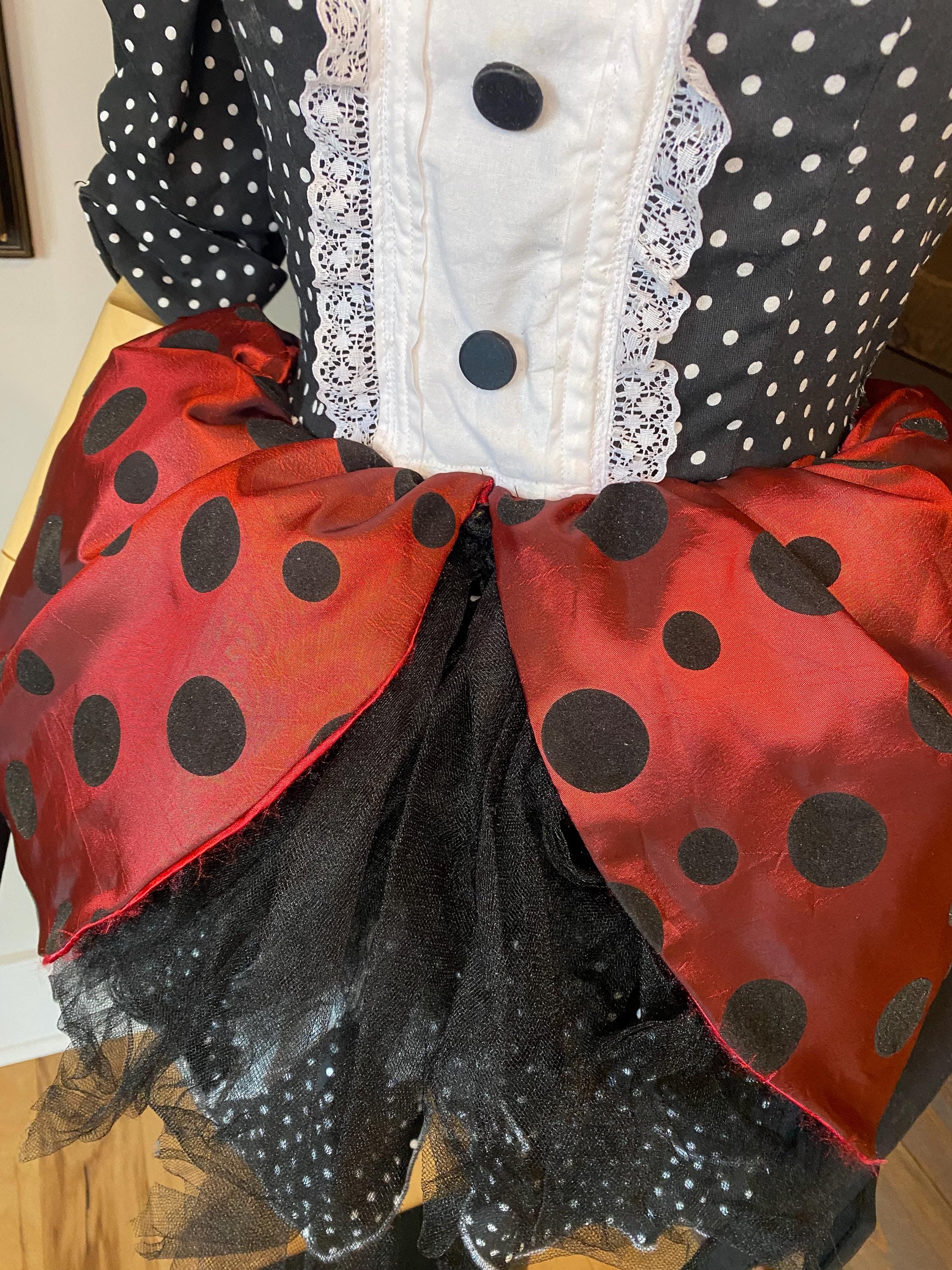Cosplay Theater James & Giant Peach Polka Dot Red Black Ladybug Dress ...