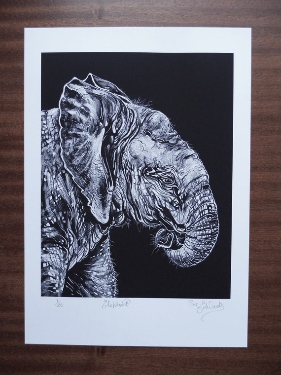 Elephant Elephant Art Print Limited Edition of 20 Animal - Etsy
