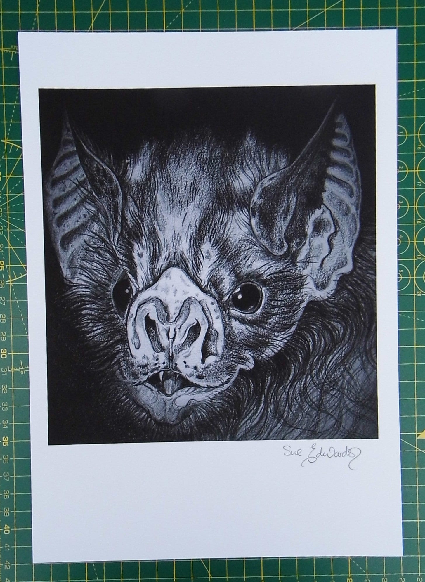 Bat Art Halloween Original Print Vampire Bat Bat Face - Etsy