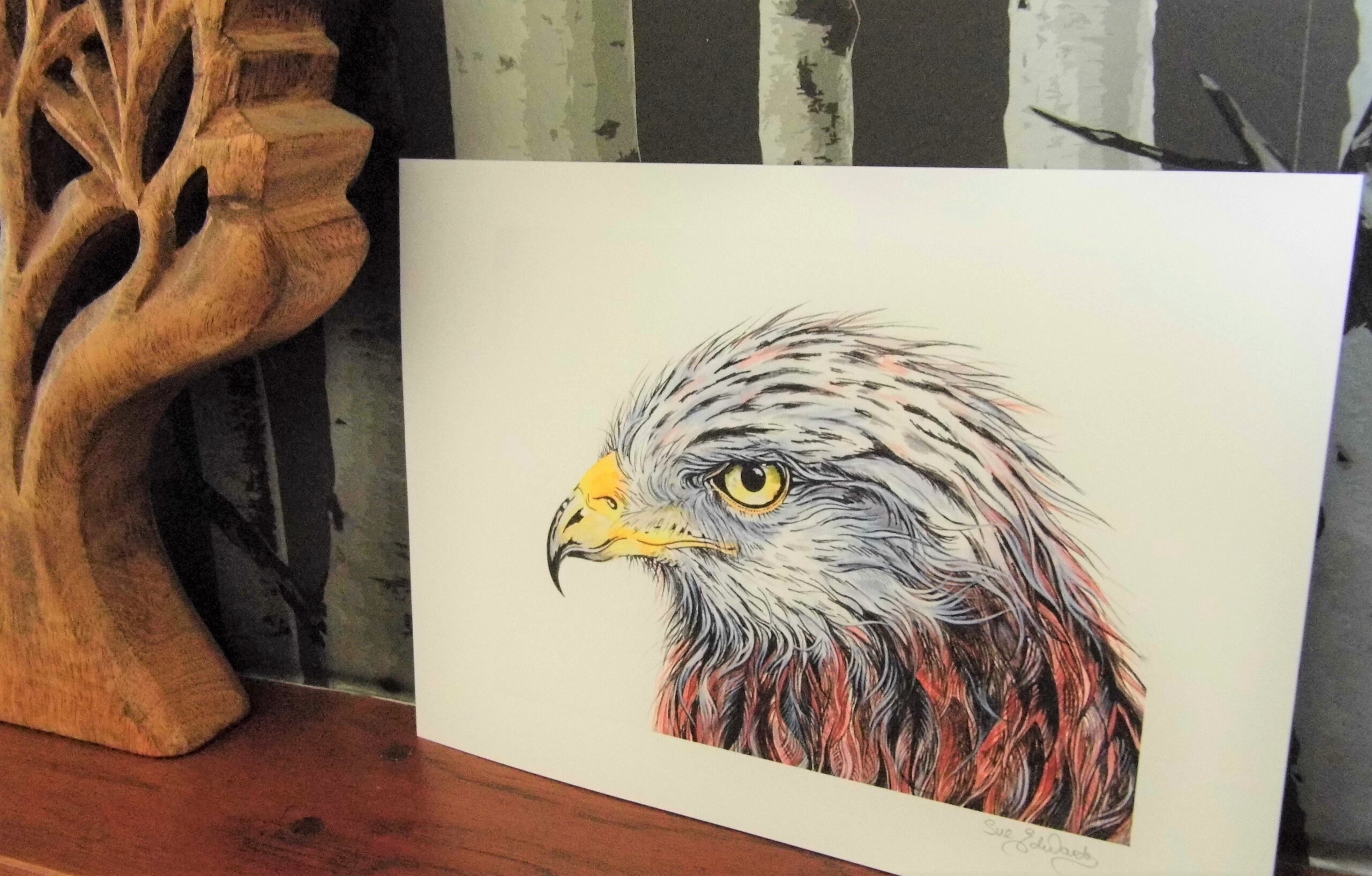 Red Kite Bird of Prey Original Print of Artwork british Wildlife Red ...