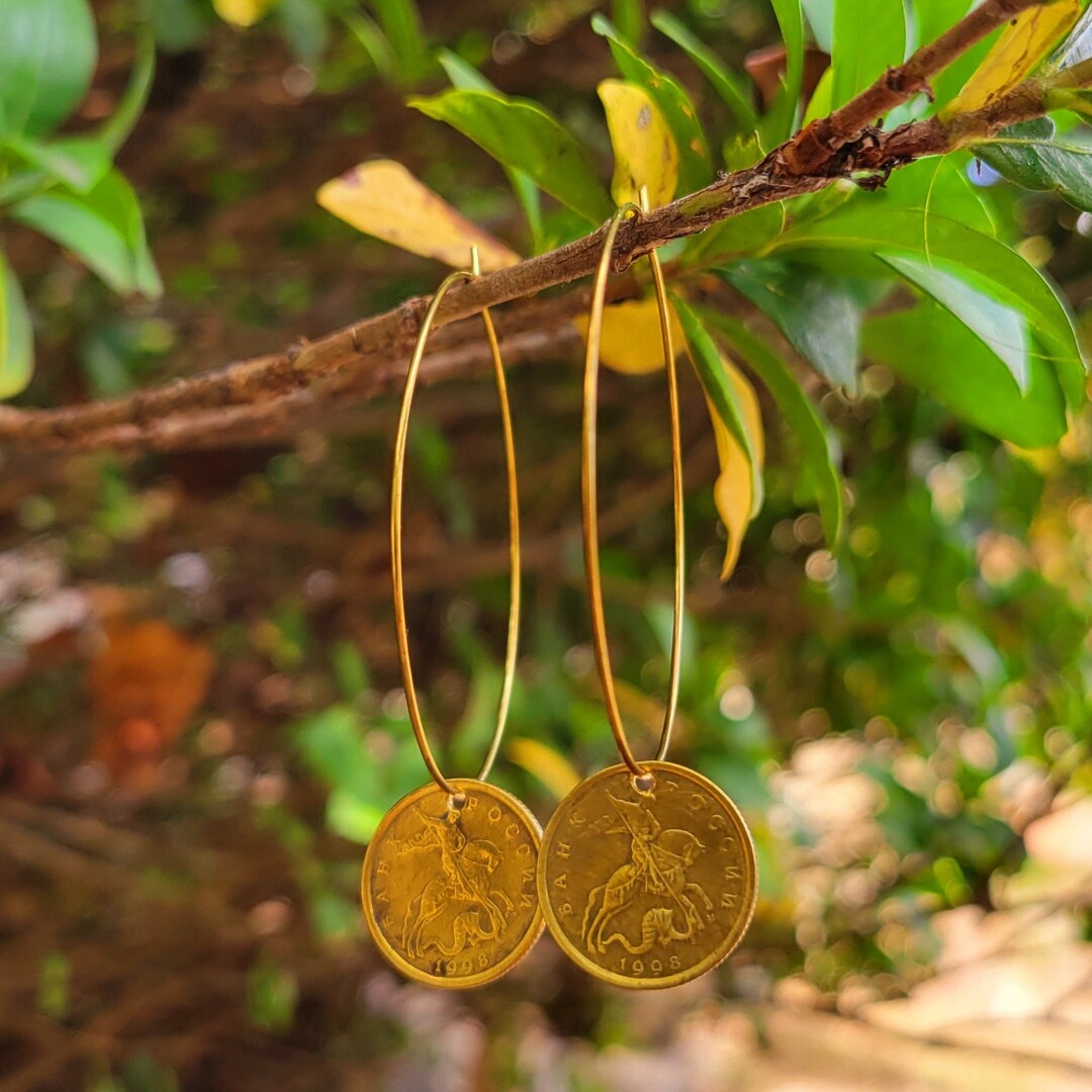 Brushed Gold Hoop Earrings, Gold Hoop Earrings, Brushed Gold Jewelry ...