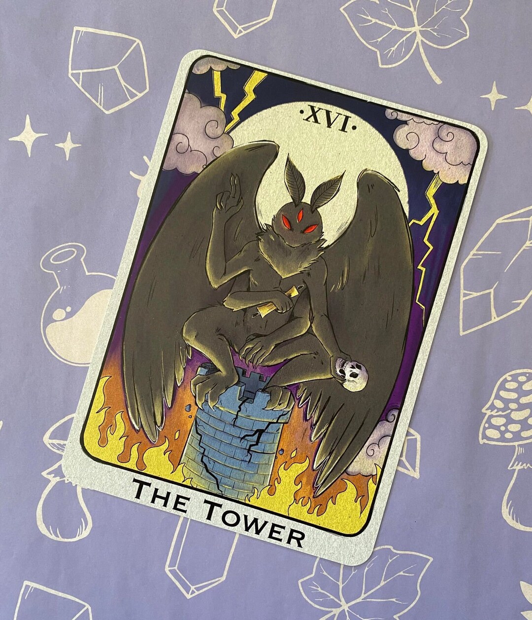 Cryptid Tarot Mothman A5 the Tower Illustrated Print - Etsy