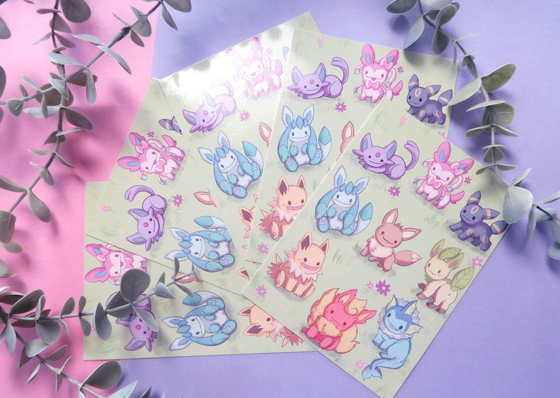 Ditto Eevee Kawaii Derpy Pokemon Eeveelutions Postcard | Etsy