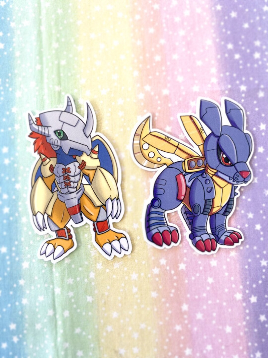 Digimon Chibi Wargreymon and Metalgarurumon Stickers - Monstermakerart ...