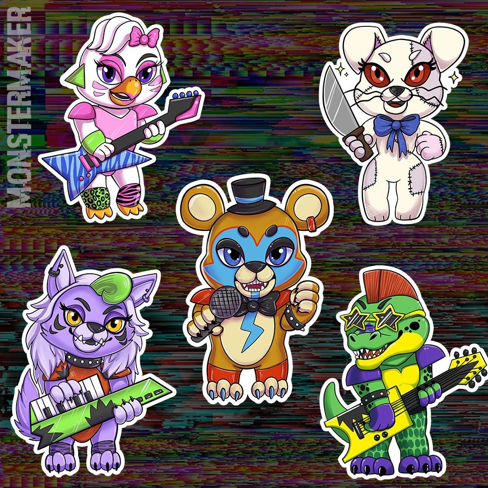 FNAF Security Breach Chibi Character Stickers | Etsy Australia