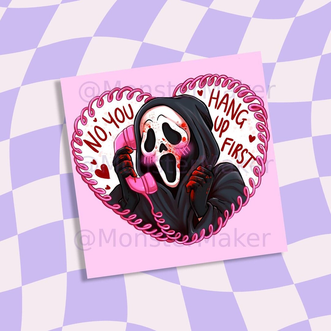 Scream Horror Heart Ghost Square Illustrated Print Monstermaker - Etsy