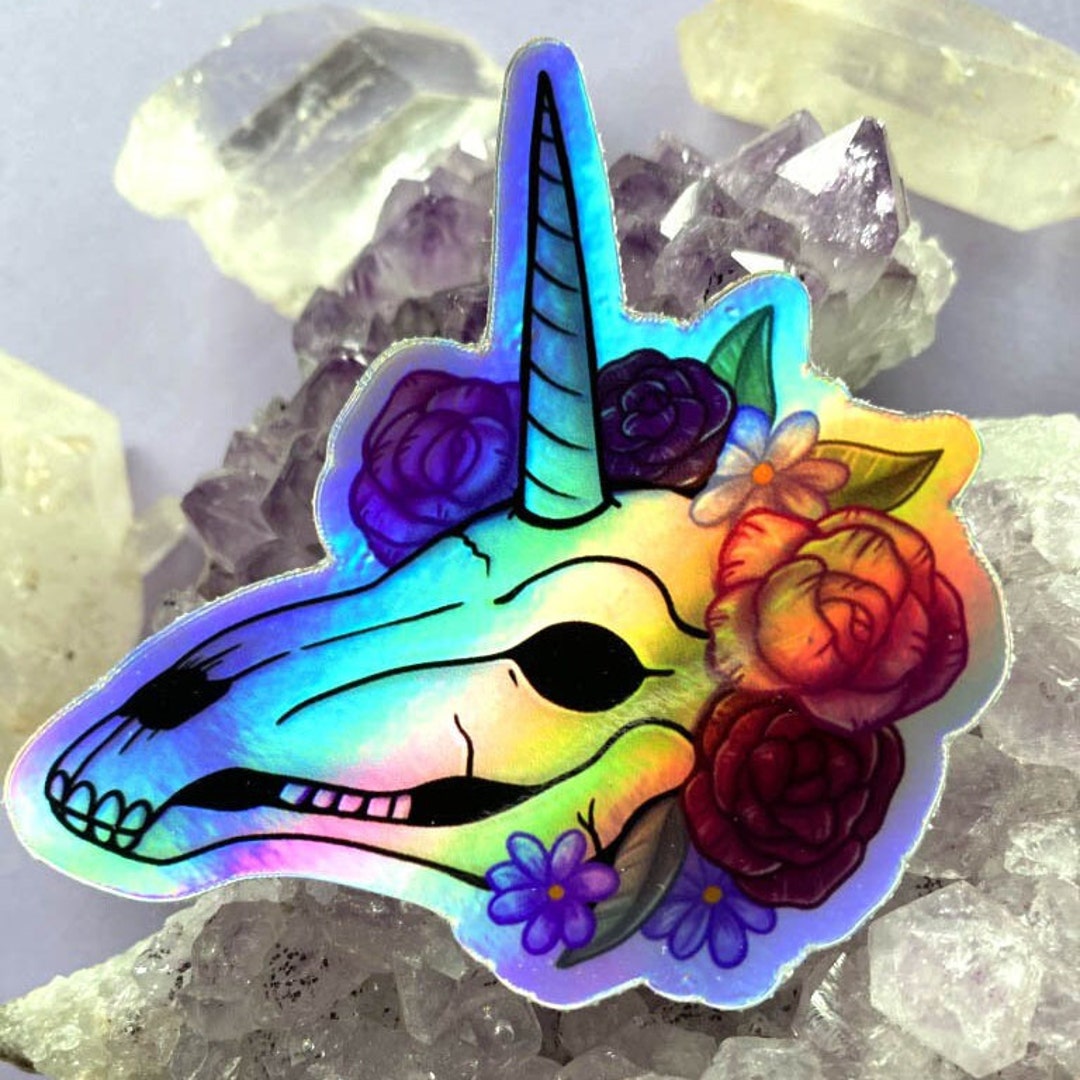 Holo Unicorn Skull Deluxe Vinyl Sticker Monstermaker - Etsy