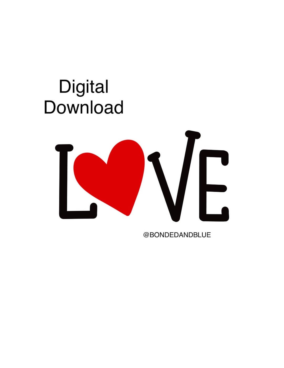 DIGITAL DOWNLOAD Printable Valentines Day Card I Love You Hugs & Kisses ...