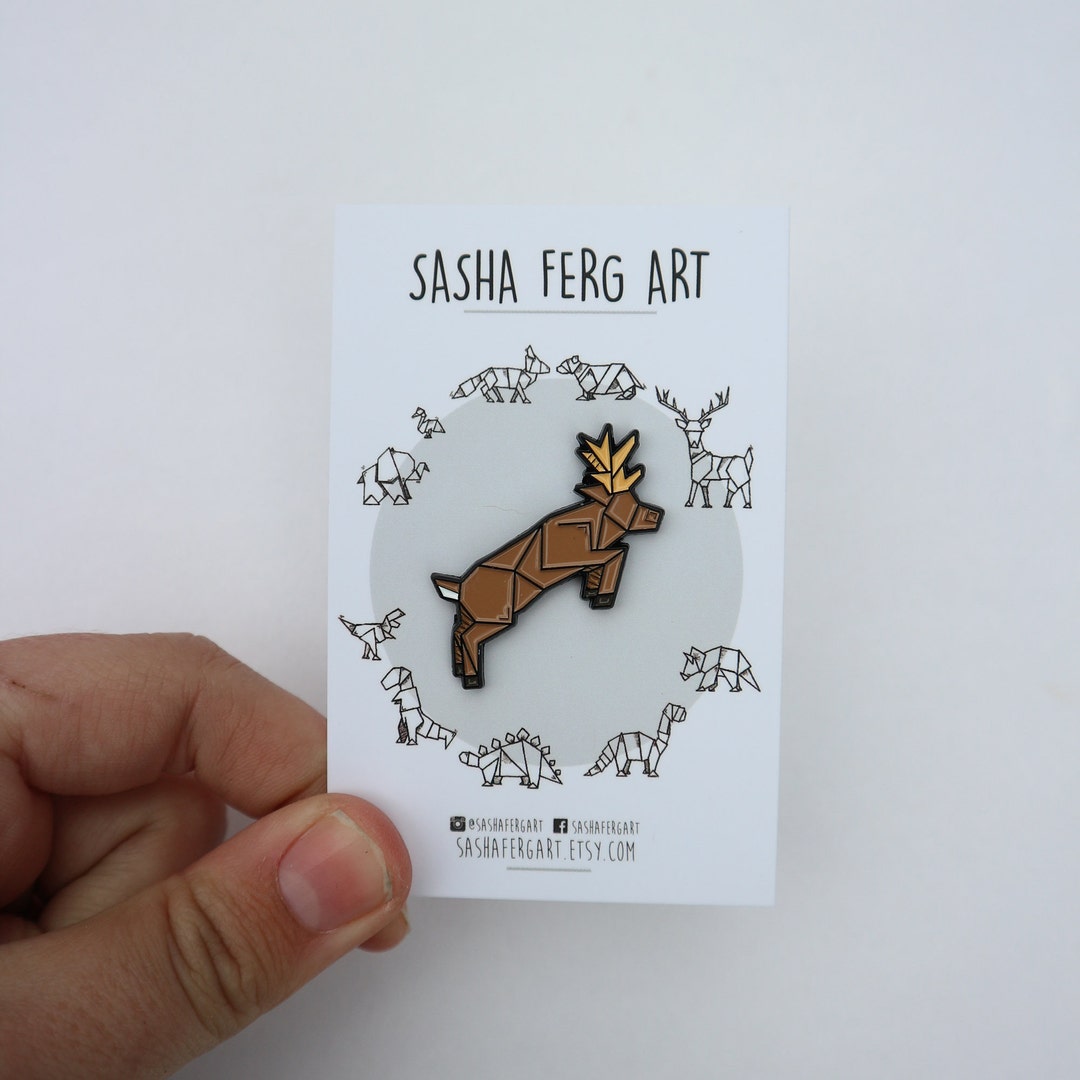 Origami Stag Pin - Etsy