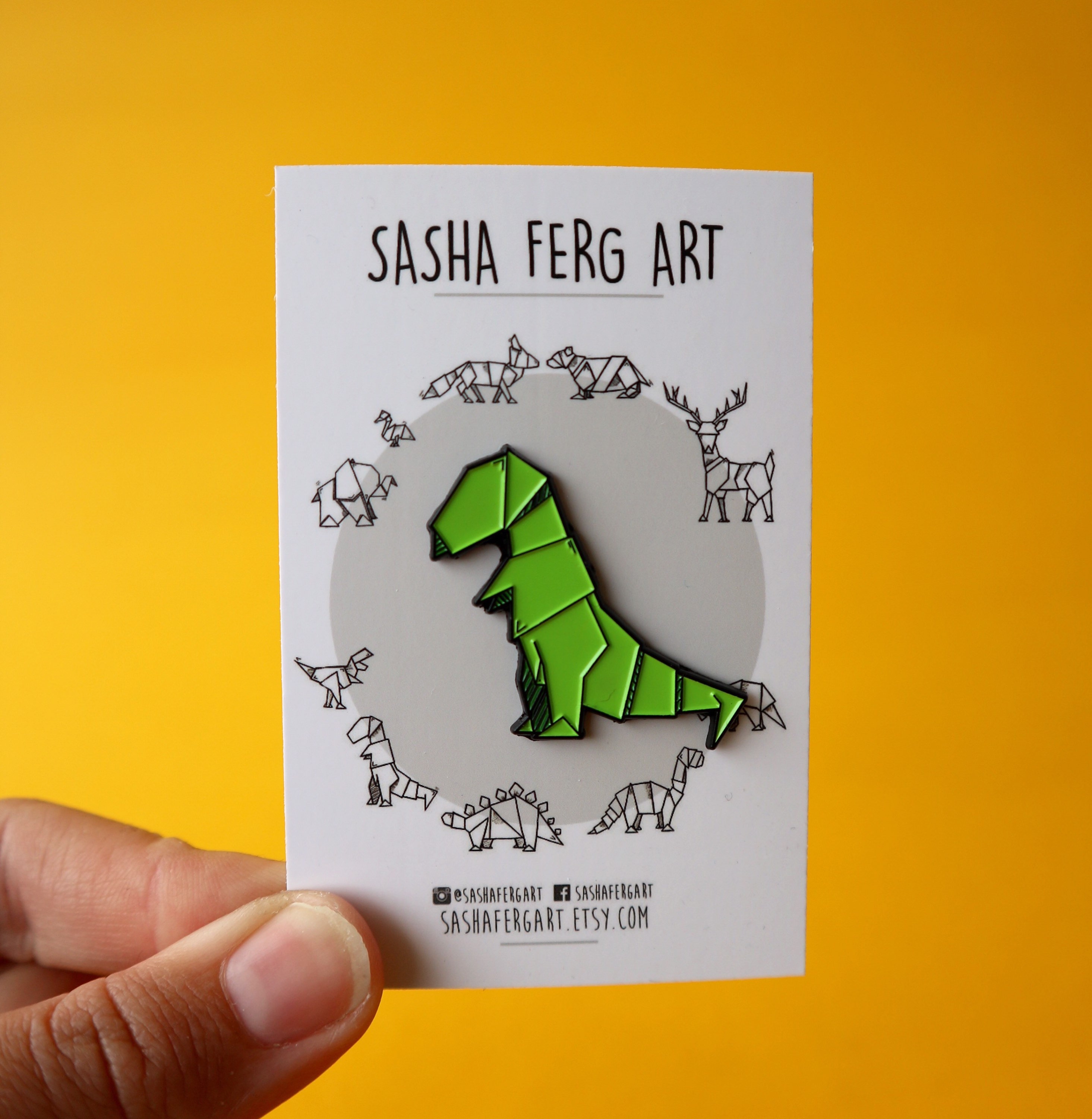 Origami T-rex Dinosaur Enamel Pin | Etsy