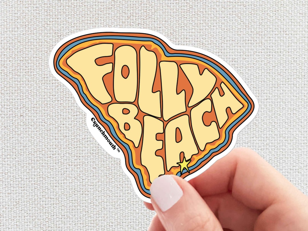 Folly Beach Sticker, Waterproof Vinyl Sticker, Travel South Carolina ...