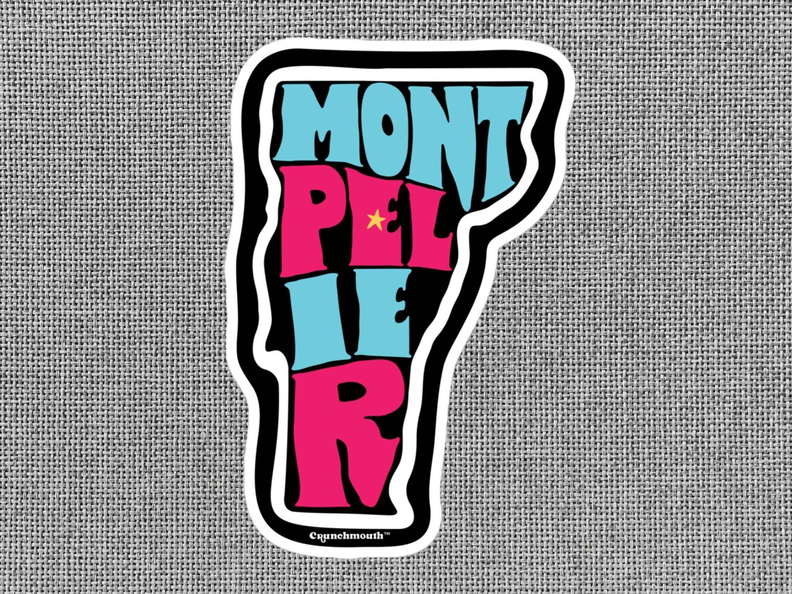 Montpelier Vermont Sticker, Retro State Outline Decal, Travel Luggage ...