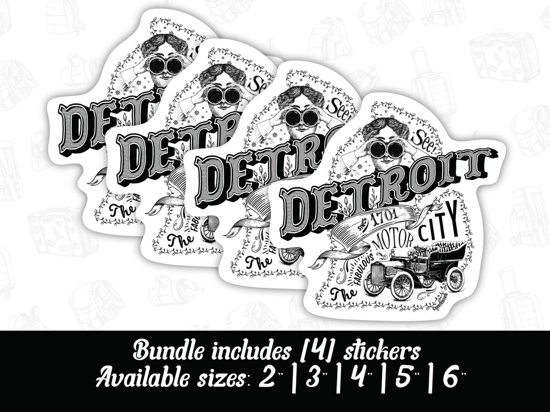 DETROIT Stickers Bundle of 4 MICHIGAN Family Vacation Motor City Travel ...