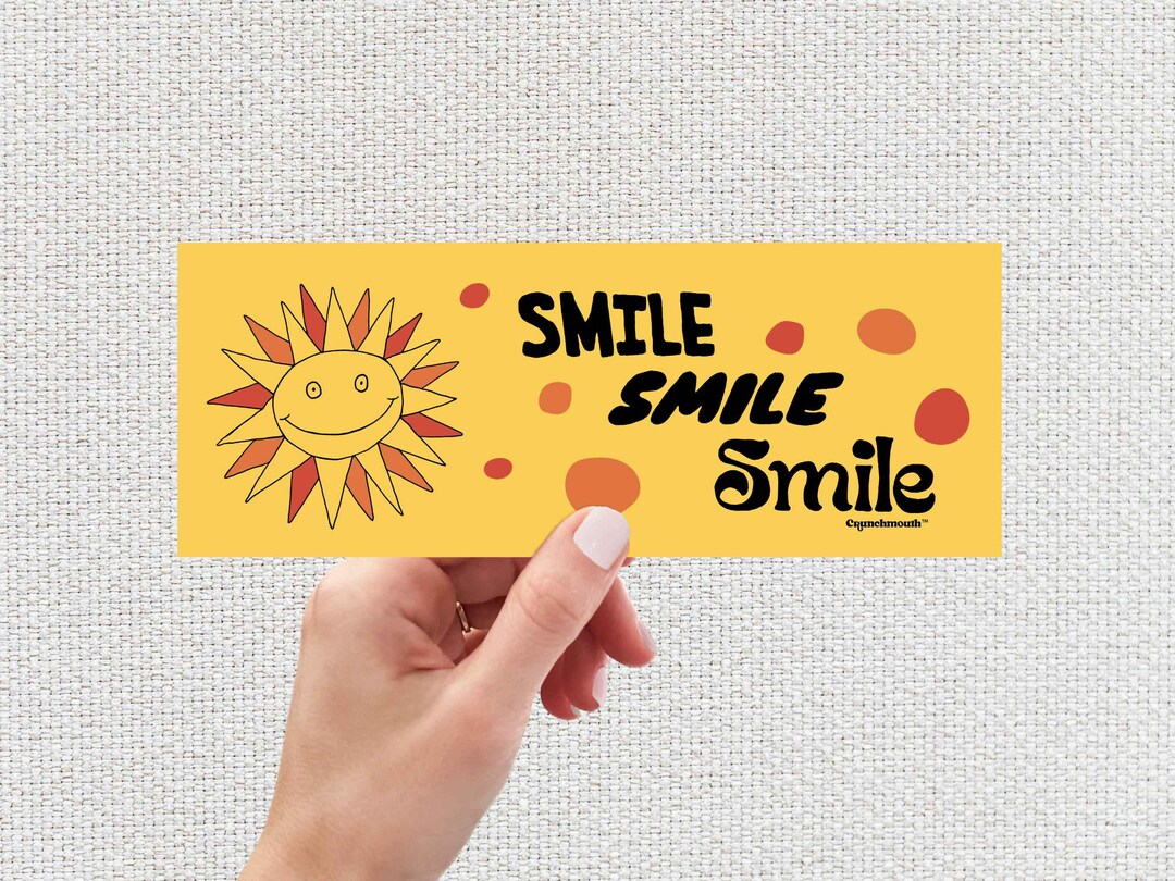 Smile Smile Smile Bumper Sticker, Waterproof Vinyl Sticker, 70s Vintage ...