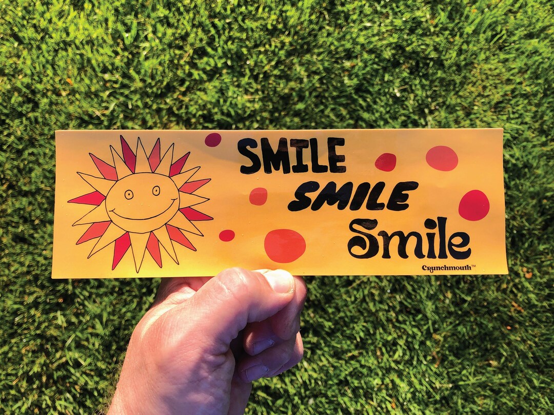 Smile Smile Smile Bumper Sticker, Waterproof Vinyl Sticker, 70s Vintage ...