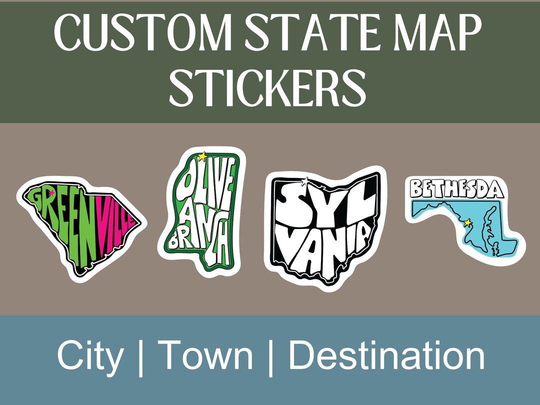 State Map Sticker Logo, Create a Custom Design for Your Home State City ...