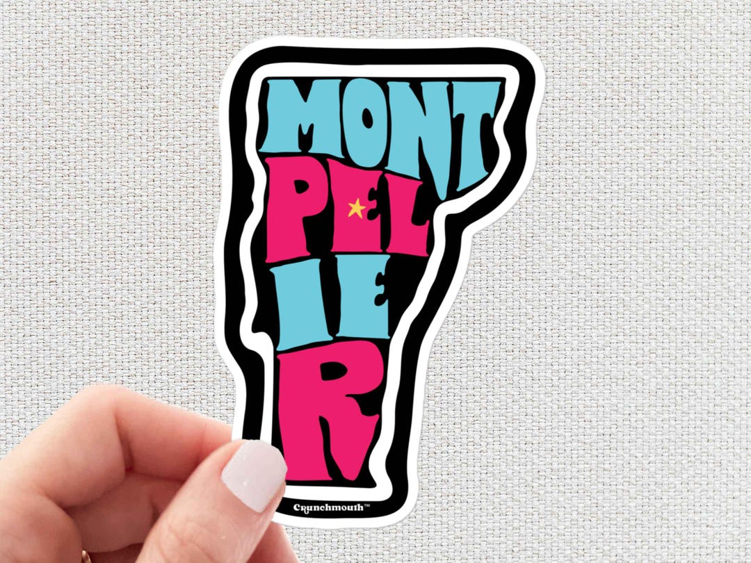 Montpelier Vermont Sticker, Retro State Outline Decal, Travel Luggage ...