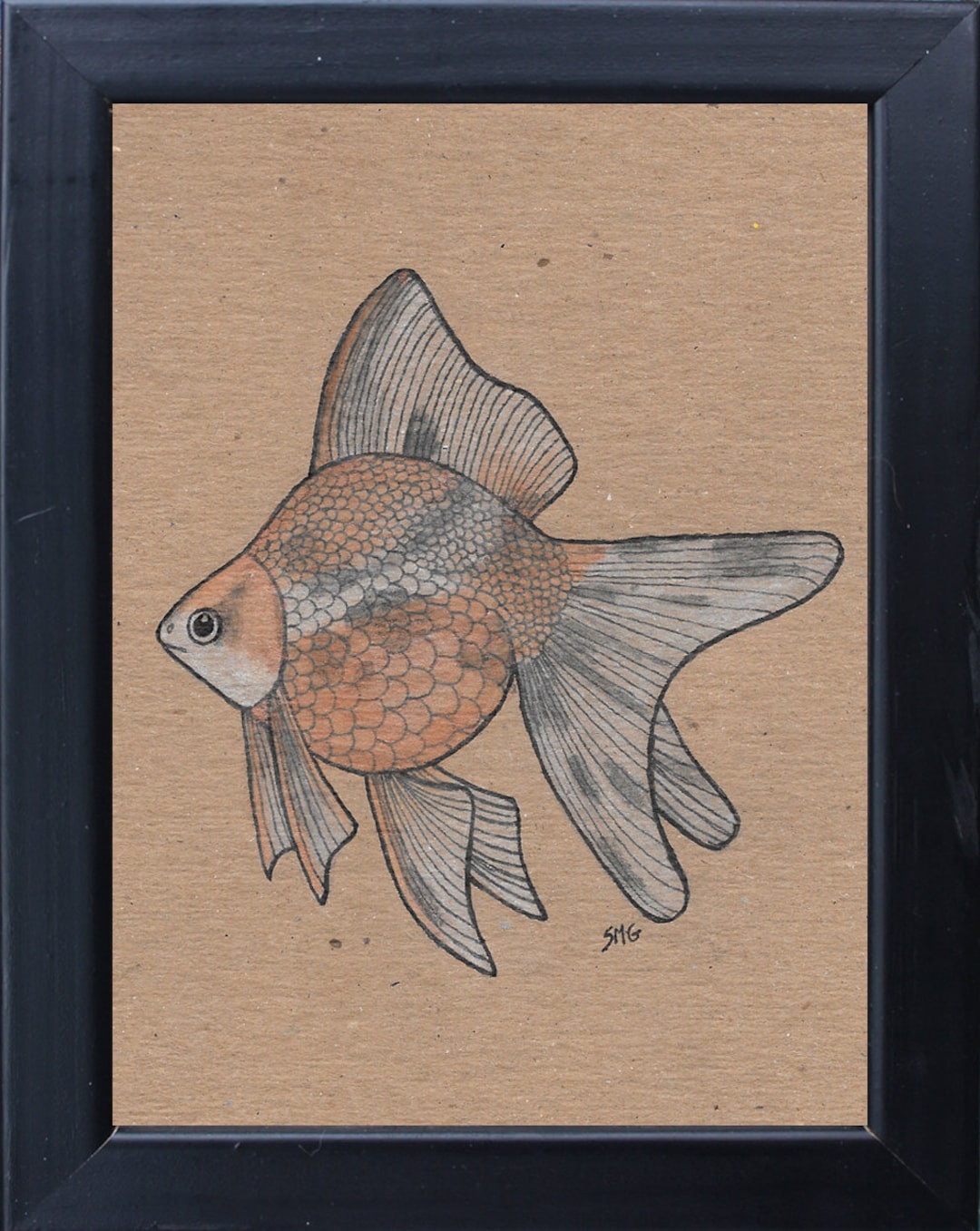 Ryukin Goldfish on Scrap Cardboard, Framed Wall Art - Etsy