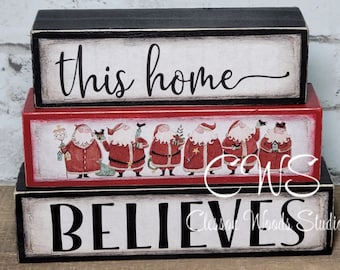 Wood Block Santa | Etsy