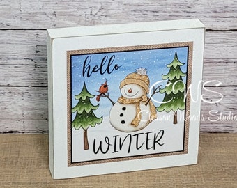 Wood Winter Block Sign Wood Christmas Sign seasonal / - Etsy