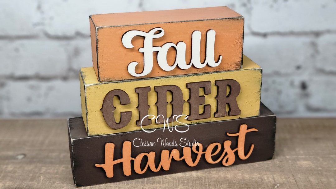 Fall Cider Harvest Wood Word Block Stacker - Etsy