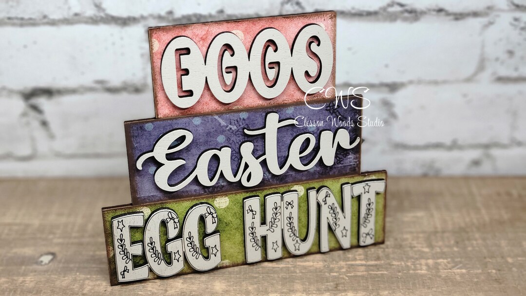 Eggs Easter Egg Hunt Word Block Stack Sign - Etsy
