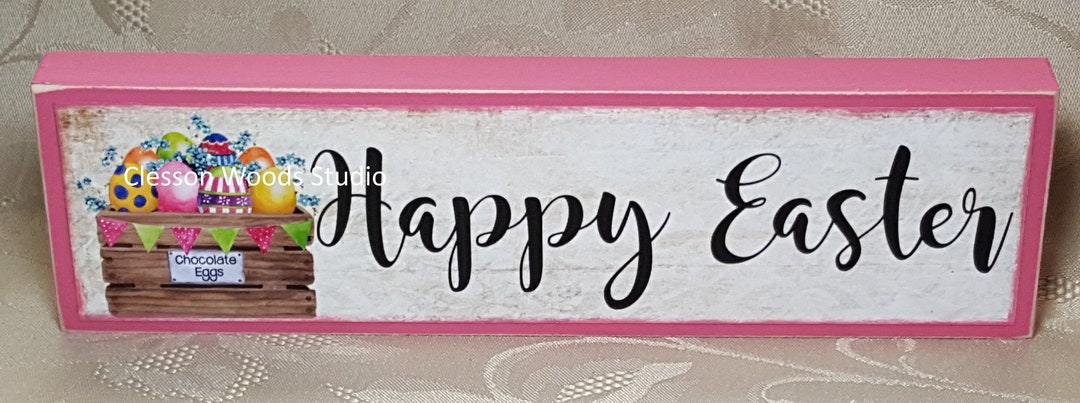 Happy Easter Crate of Eggs Wood Sign - Etsy