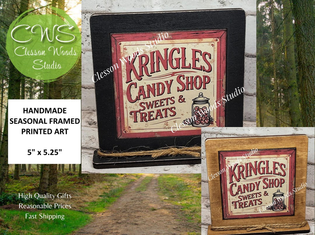 Kringles Candy Co Framed Art Wood Sign - Etsy