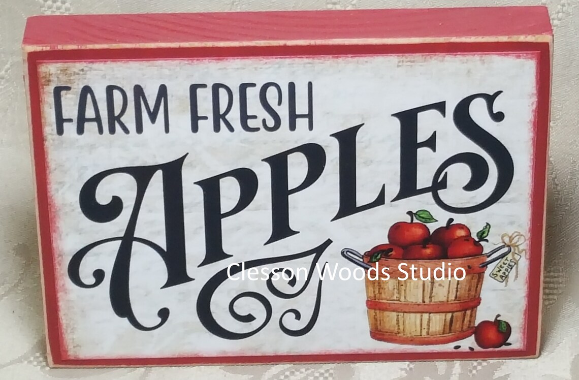 Farm Fresh Apples Small Wood Sign - Etsy