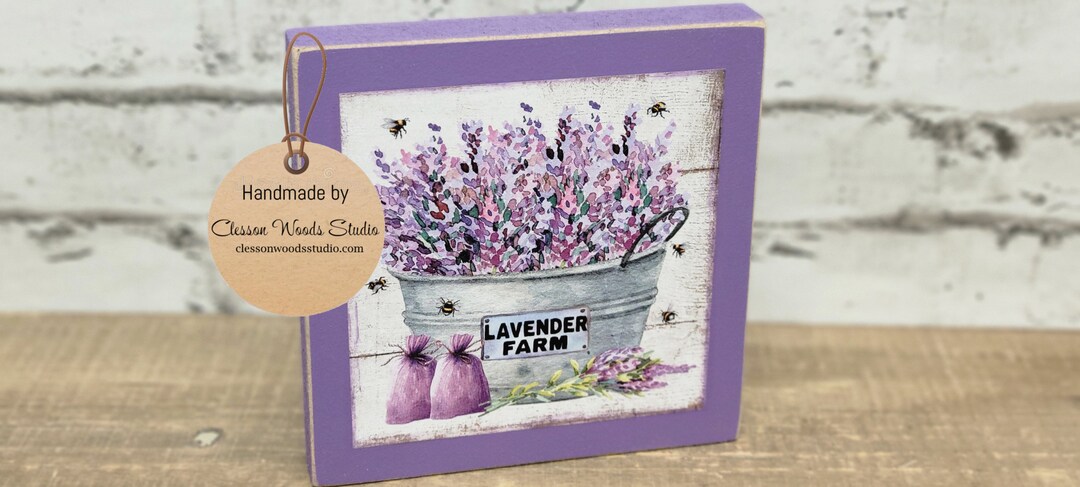Lavender Farm Metal Bucket Purple Square Wood Sign - Etsy