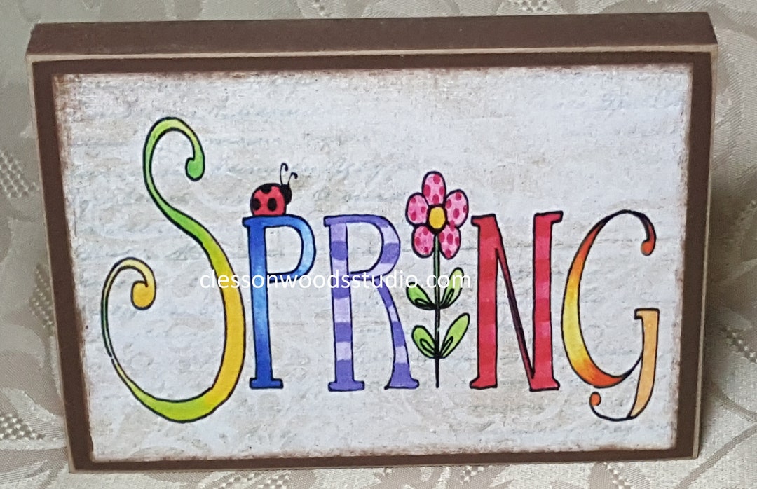 Spring Small Wood Block Sign - Etsy