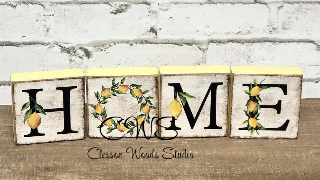 Home Wood Blocks Lemon Theme - Etsy