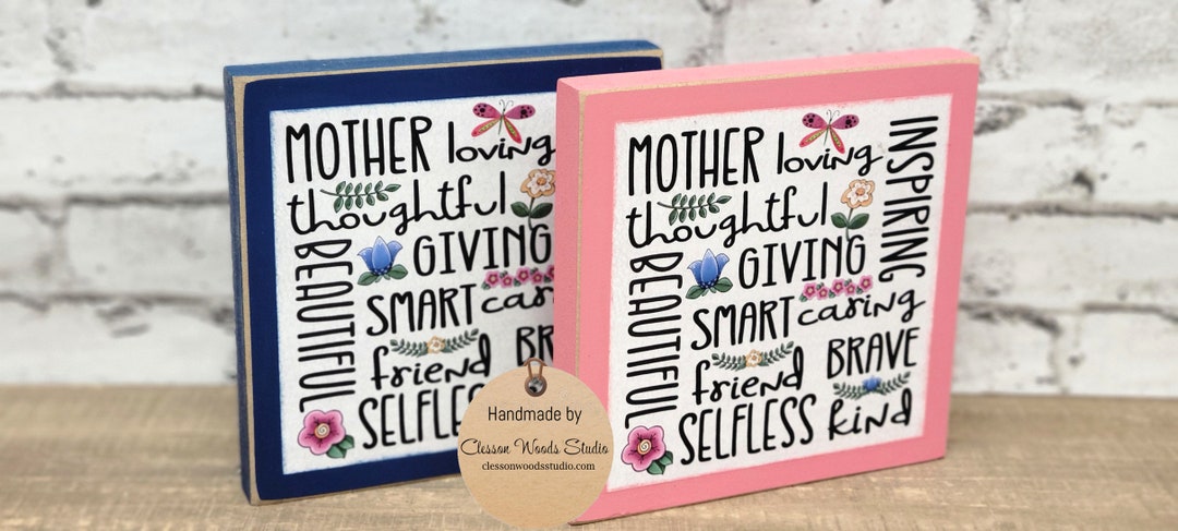 Mother's Day Subway Style Art Words Square Wood Sign - Etsy