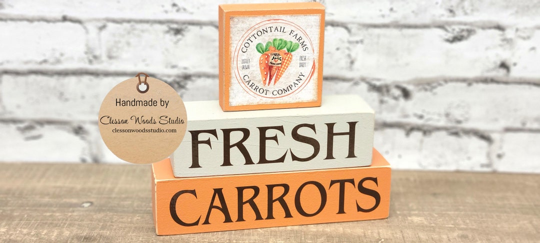 Fresh Carrots Wood Block Stack (cottontail Farms Carrot Company Top ...