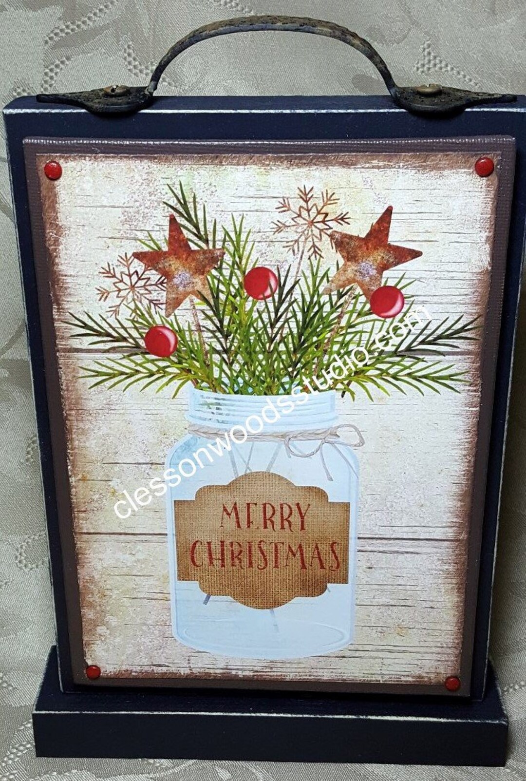 Merry Christmas Mason Jar 5x7 Display & Canvas Set - Etsy
