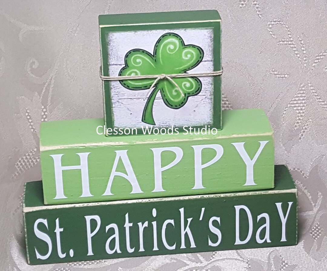 Happy St. Patrick's Day Wood Block Stack - Etsy