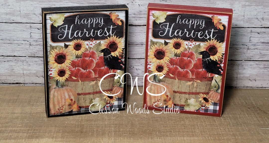 Happy Harvest Bushel Basket of Apples Wood Sign - Etsy