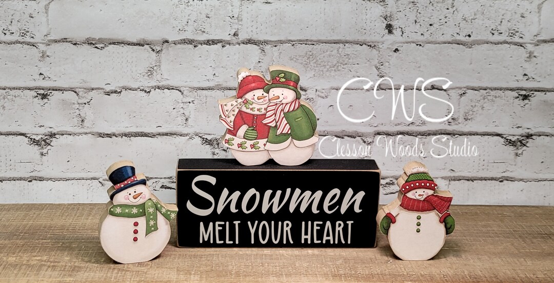 Snowmen Melt Your Heart 4 Piece Wood Block Set - Etsy