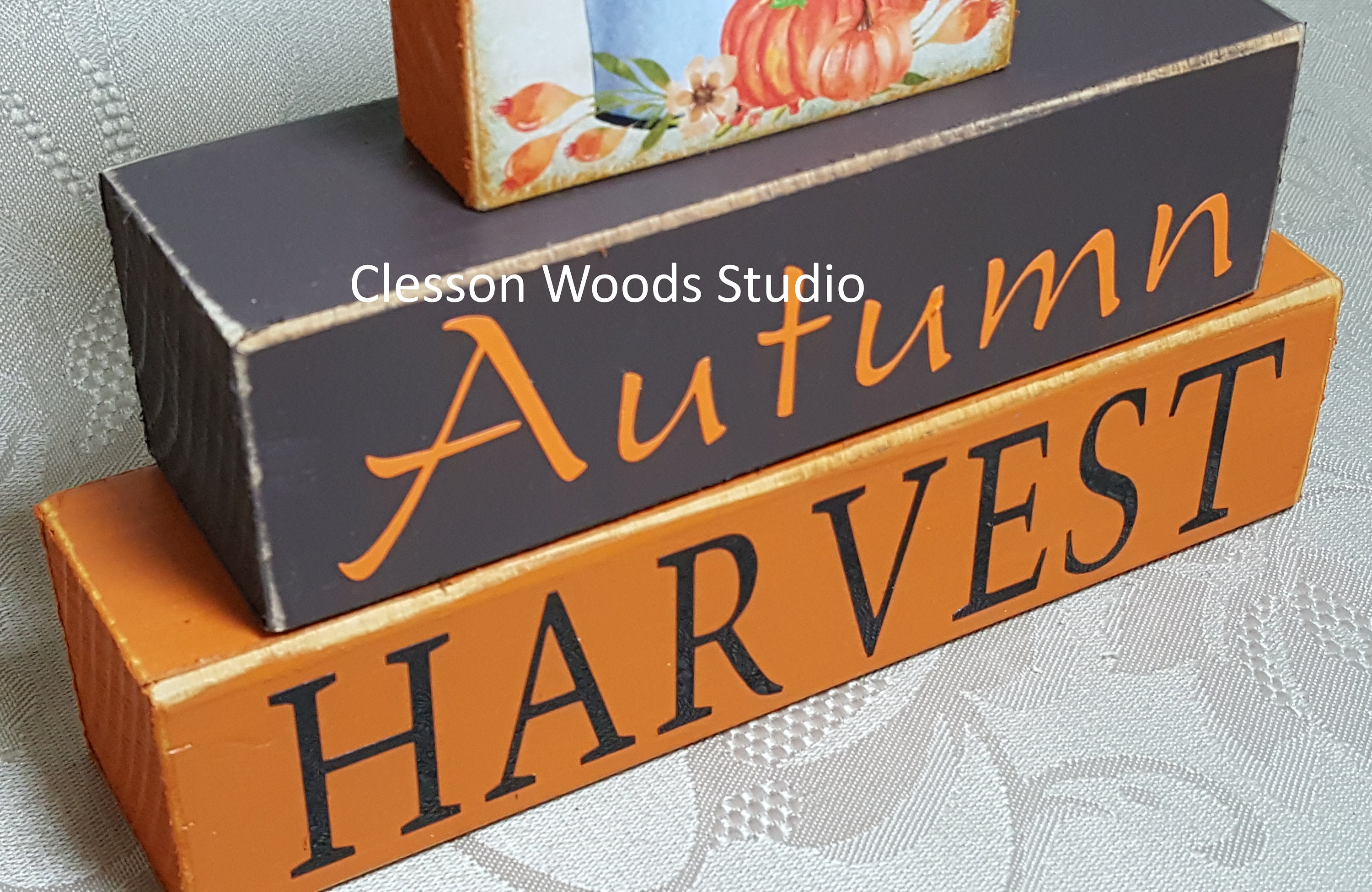 Bucket of Fall Foliage Harvest/blessings Reversible Block - Etsy