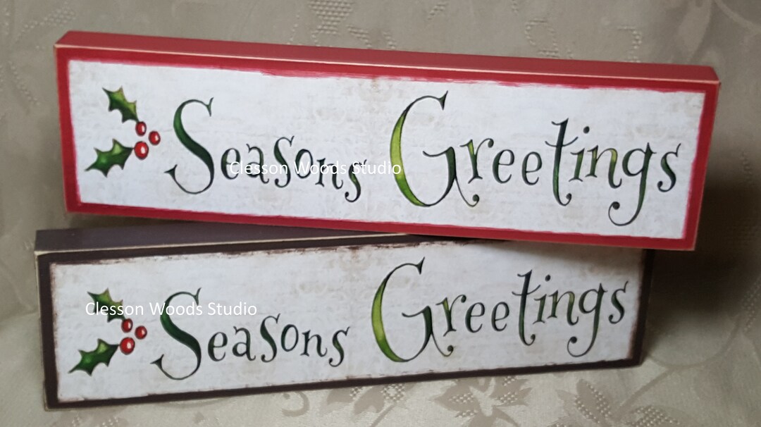 Seasons Greetings Wood Sign - Etsy