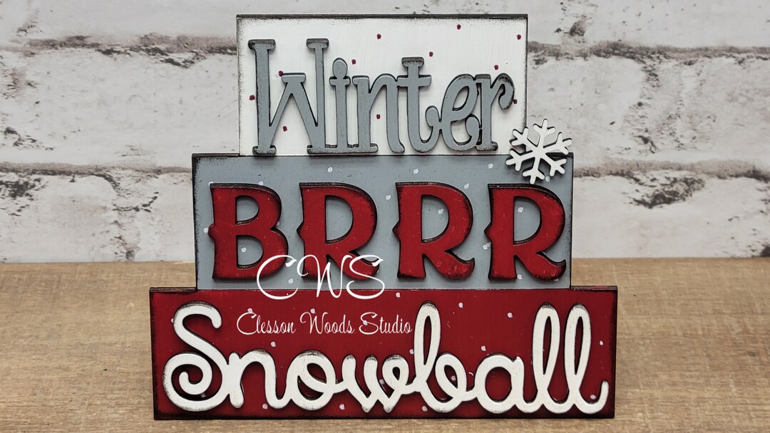 Winter Brrr Snowball Faux Block Stack Winter Sign - Etsy