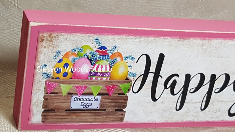 Happy Easter Crate of Eggs Wood Sign | Etsy