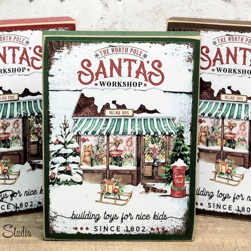 Wood Block Santa - Etsy